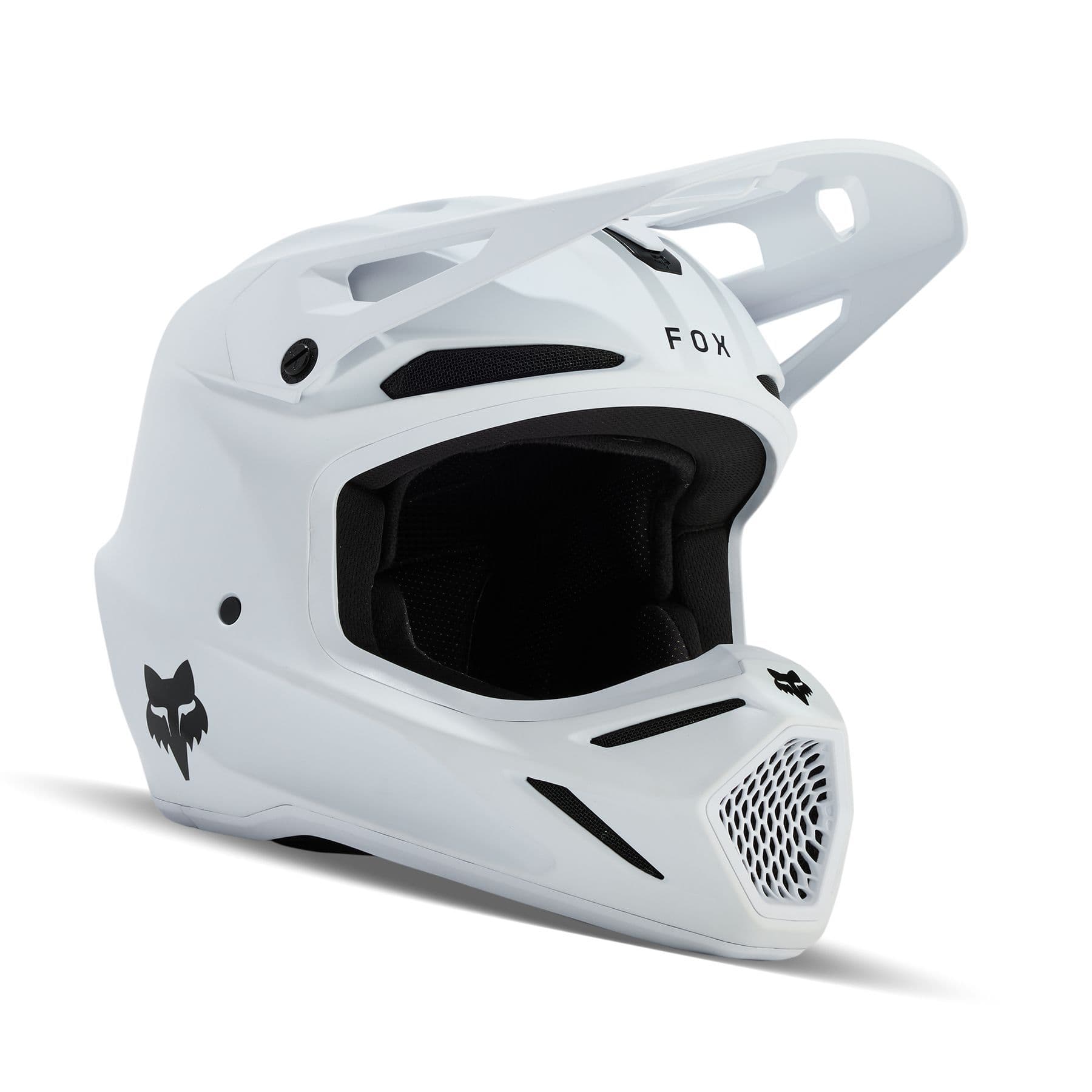 Fox V3 Solid Motocross Helmet - White