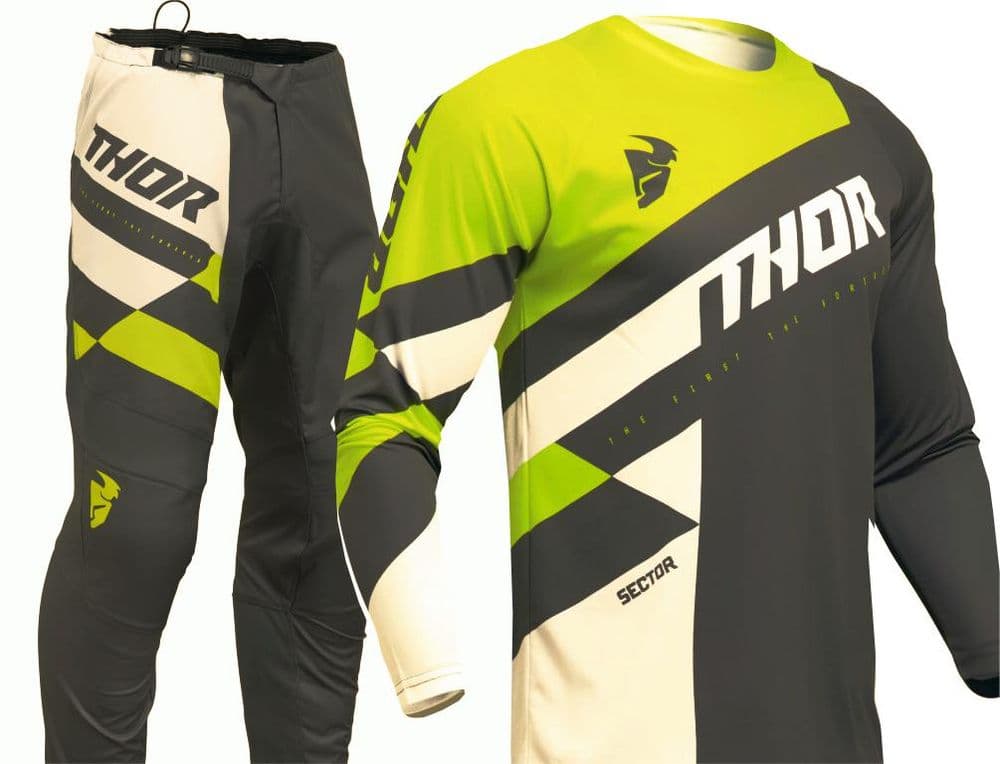 Thor Sector Checker Motocross Kit Combo - Grey/ Acid