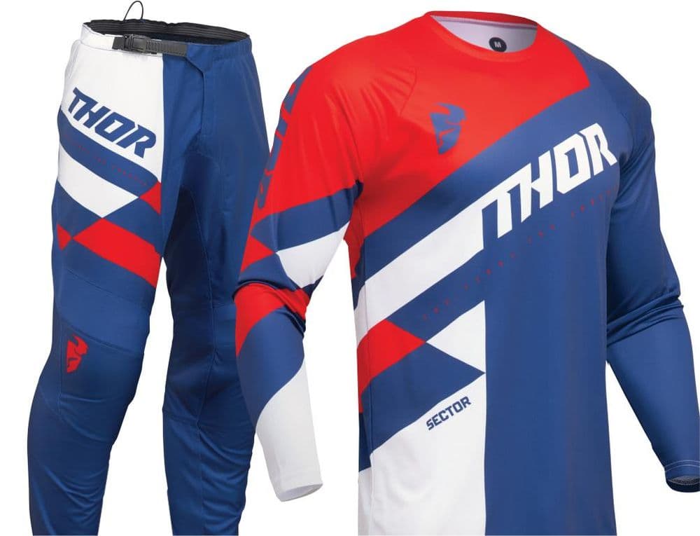 Thor Sector Checker Motocross Kit Combo - Navy/ Red