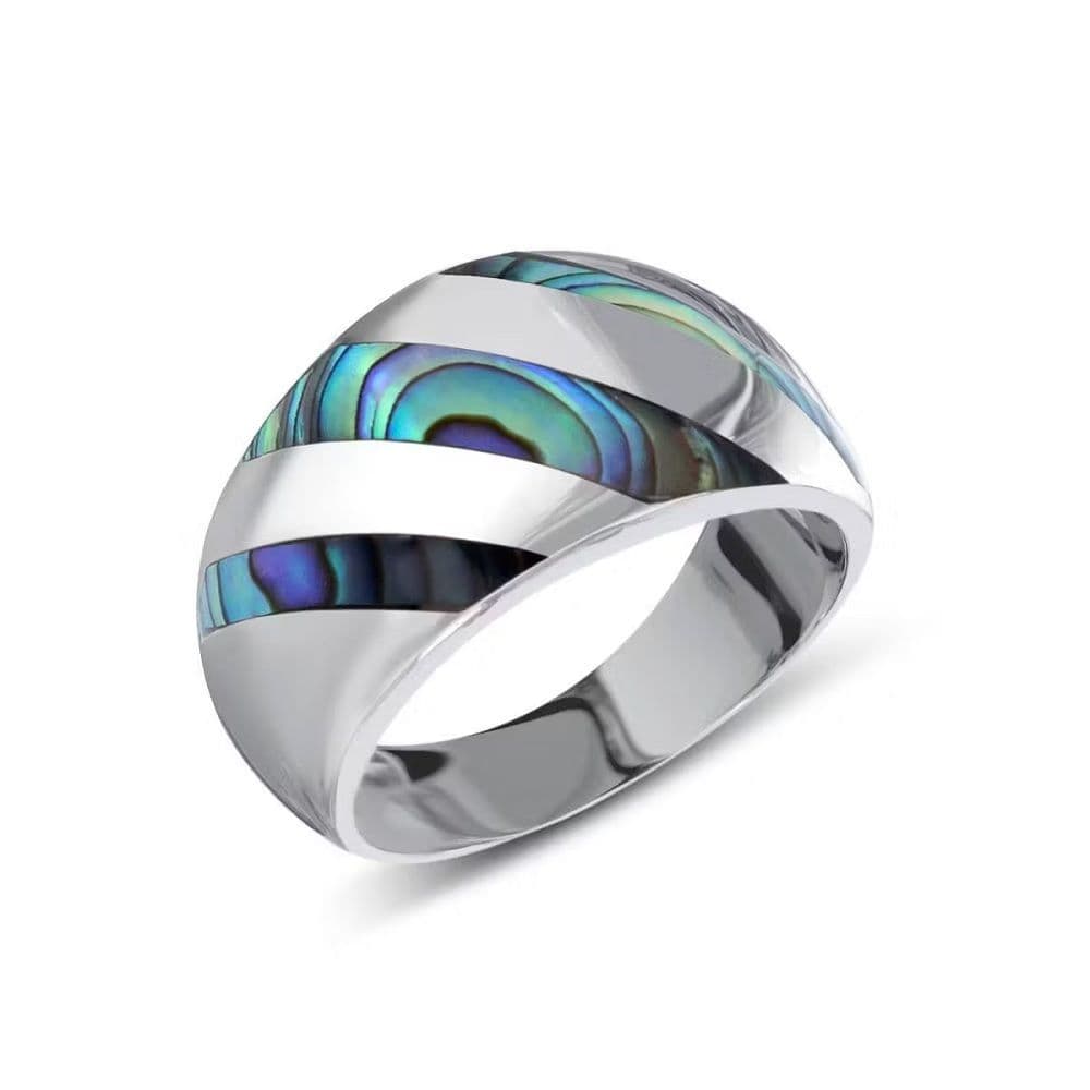 Bague Nacre Abalone Striée Argent massif 925