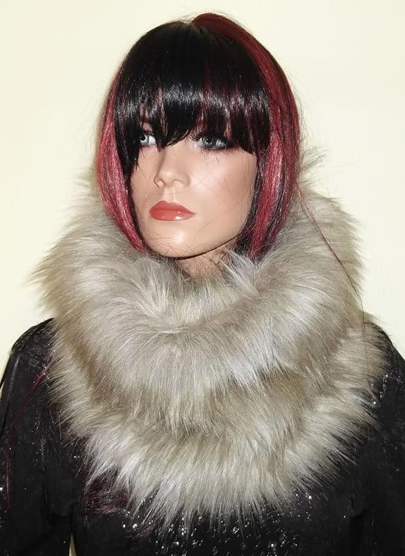 Beige Fur Snood in Soft Long Faux Fur
