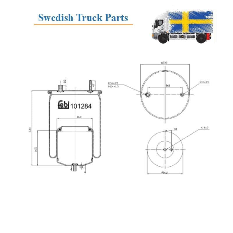 Volvo Rear Drive Axle Air Spring Rear of Rear 21224749 2.62491 FM9 FM11 ...