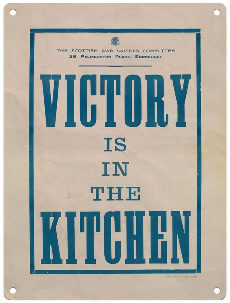 'Victory Is In The Kitchen' Metal wall Sign |World War II Propaganda