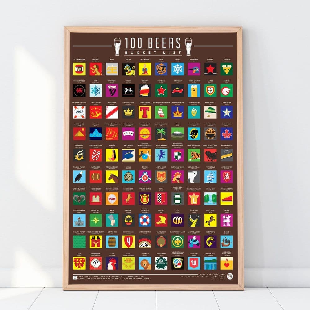 100 Beers Bucket List Poster | Bucket List Ideas | Gift Ideas for him