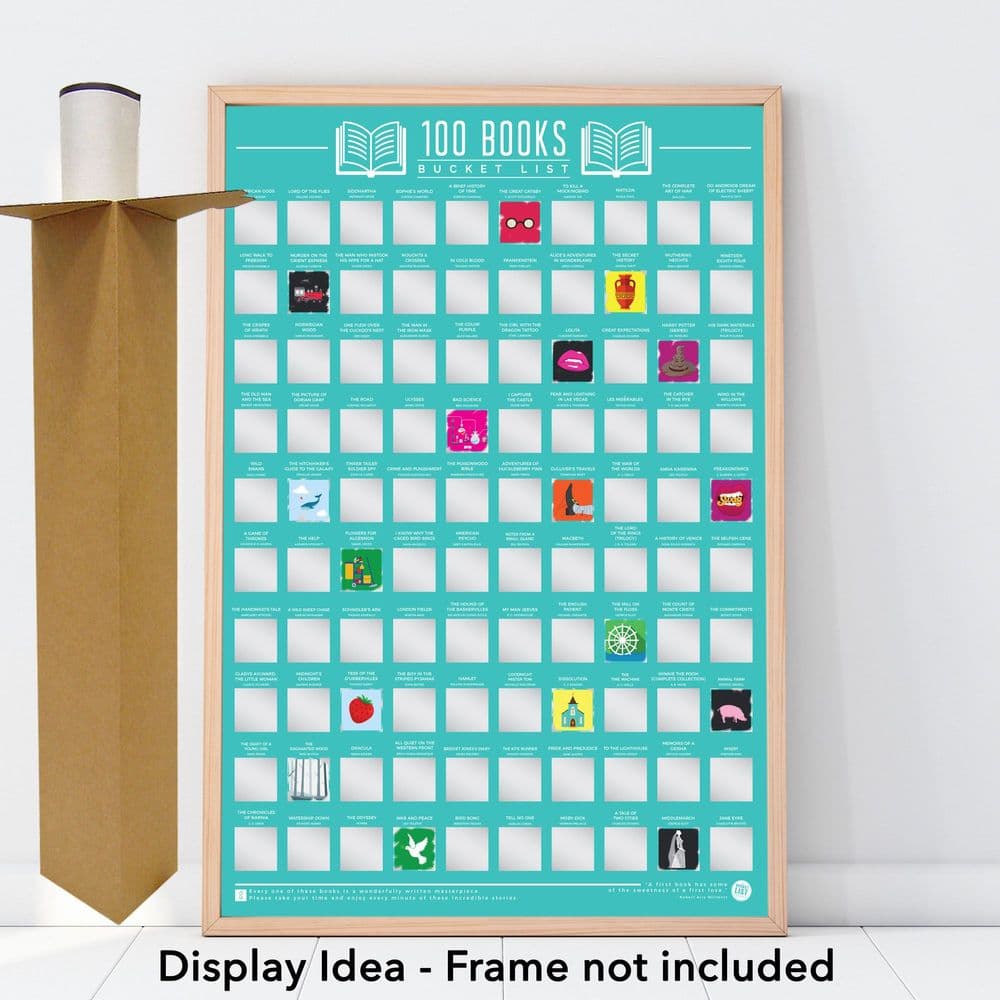 100 Books Bucket List - Scratch off Poster ONLY | Sweet and Nostalgic