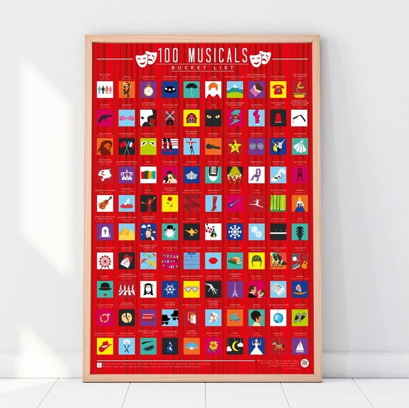 100 Musicals Bucket List Poster | Bucket List Ideas | Birthday Gifts