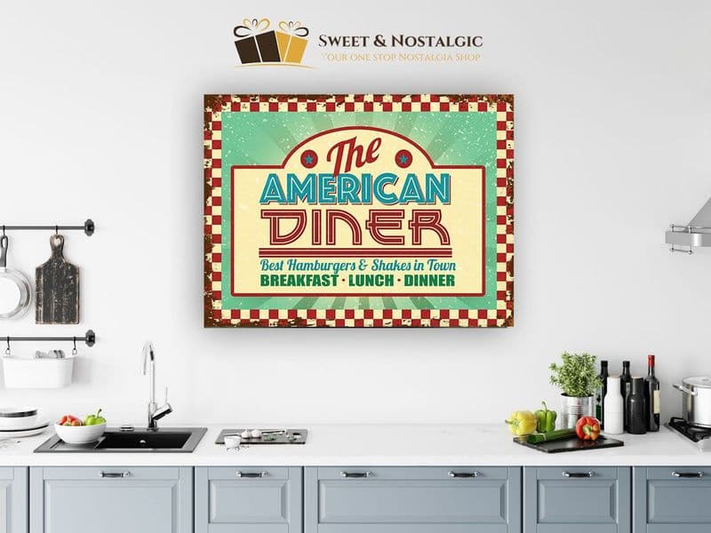 American Diner Metal Wall Sign | Retro advertising signs | Kitchen wall art
