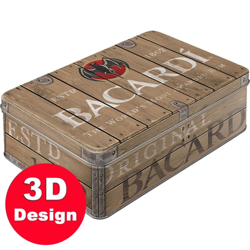 Bacardi Embossed Storage Tin | Novelty Storage Tins | Retro Gift ideas