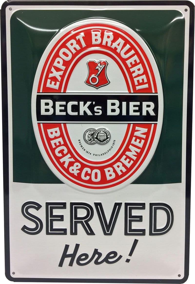 Beck's Bier Embossed Wall Sign | Home Bar Signs | Man Cave Artwork