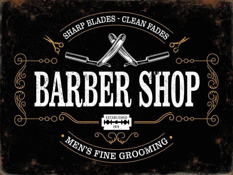 Black Barbershop Metal Wall Sign | Barber Shop Art | Unique Gifts for Men