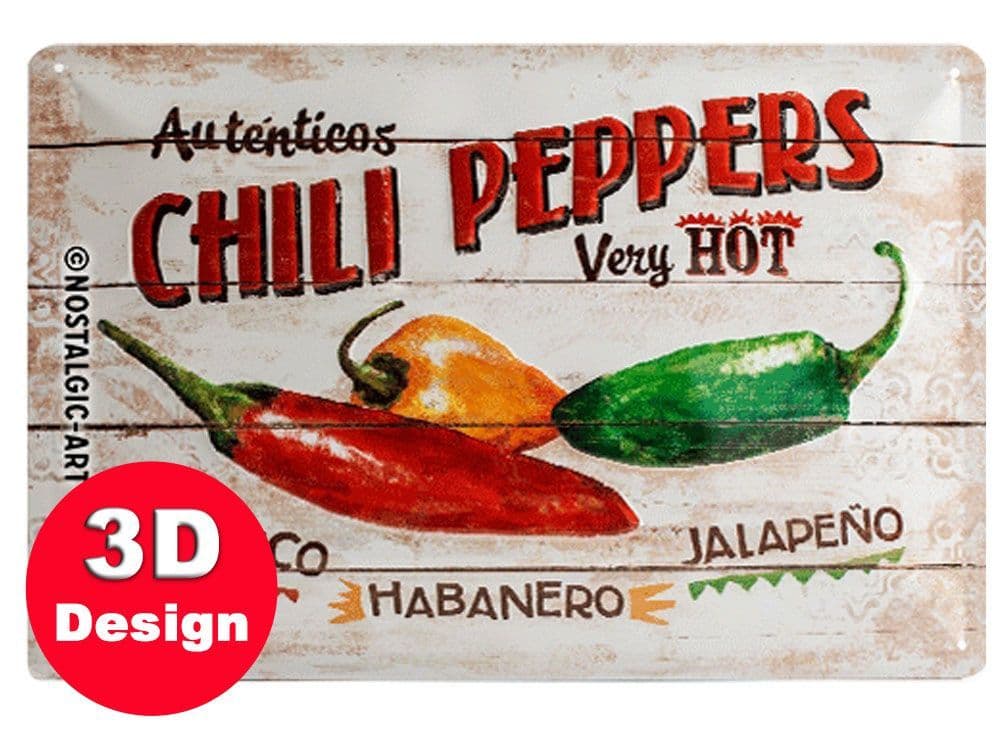 Chilli Peppers 3D Metal Wall Sign| Kitchen Artwork | Metal wall signs