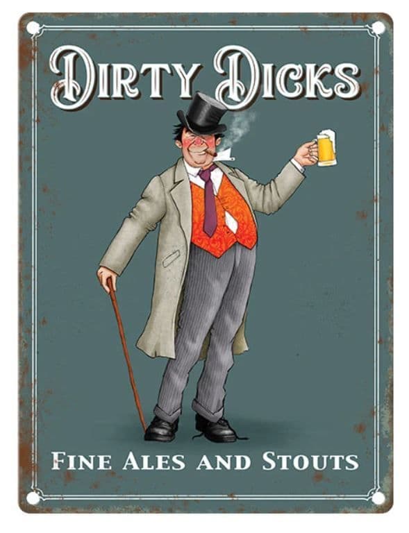 Dirty Dicks Pub Sign Metal Wall Sign | Home Bar Signs | Vintage Pub Sign