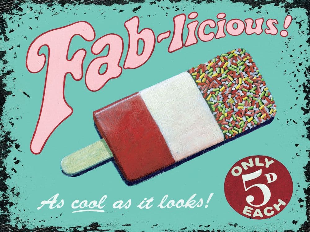 FAB Lolly Fablicious Metal Wall Sign| Retro Advertising Signs | Kitchen Art