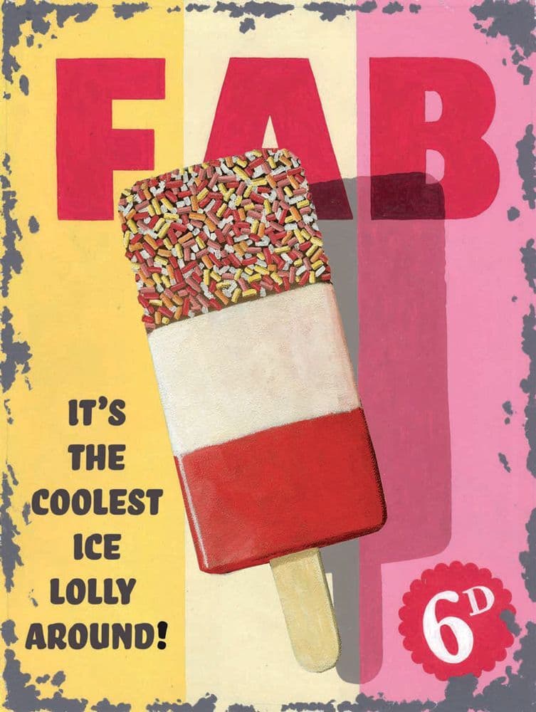 FAB Lolly Metal Wall Sign | Vintage advertising signs | Kitchen wall art