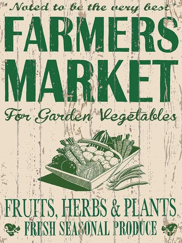 Farmers Market Metal Wall Sign | Vintage advertising sign | Gardeners ...