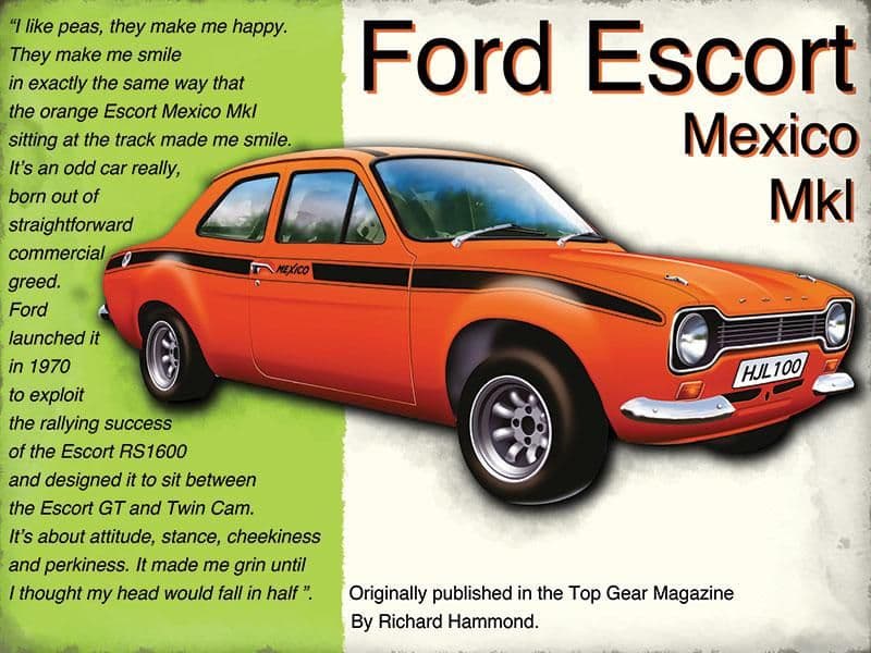 Ford Escort Mexico Metal Wall Sign | Vintage Classic Car Art | Retro Gifts