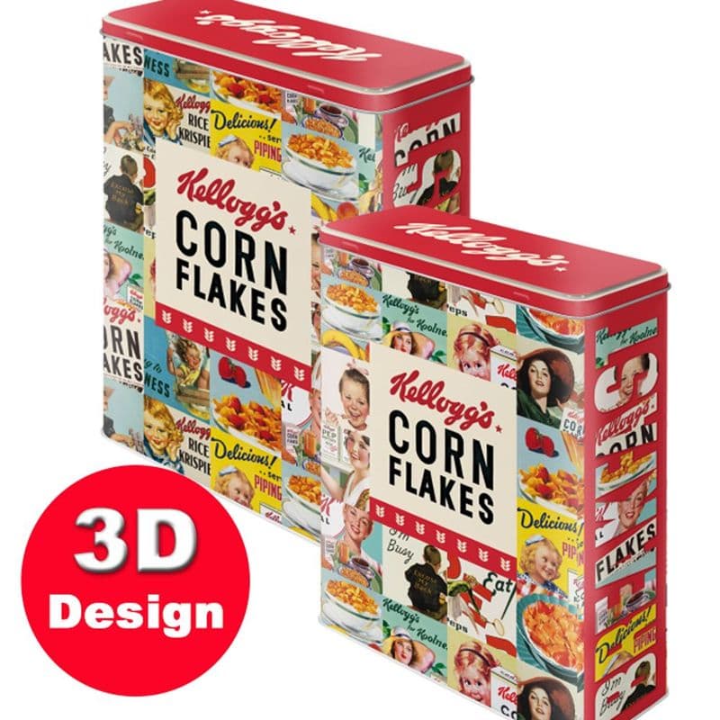 Kelloggs Cornflakes Collage | Kitchen Storage Tin | Vintage Advertising Tin