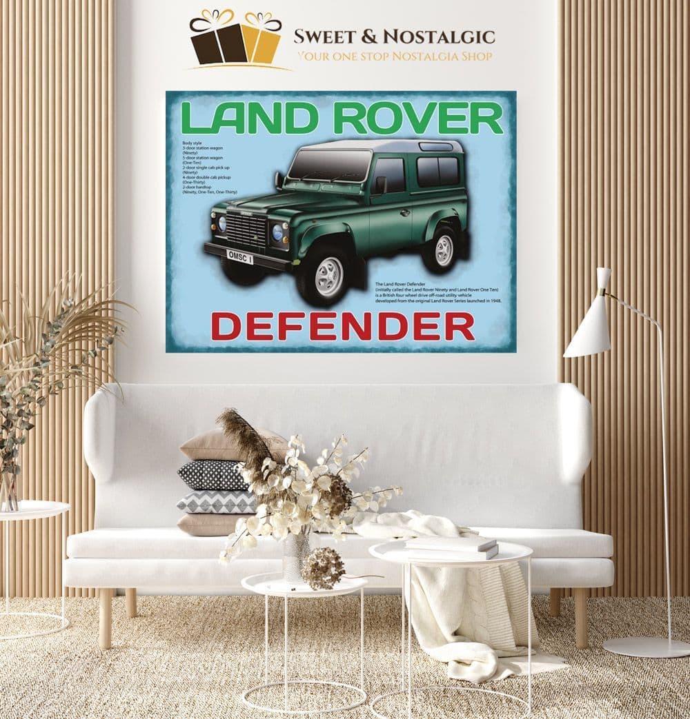 Land Rover Defender Metal Wall Sign | Classic Car Art | Gifts for Him