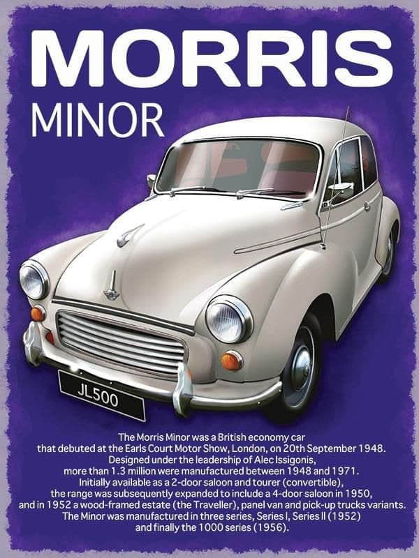 Morris Minor 1000 Metal Wall Sign | Classic car art | Gifts for him