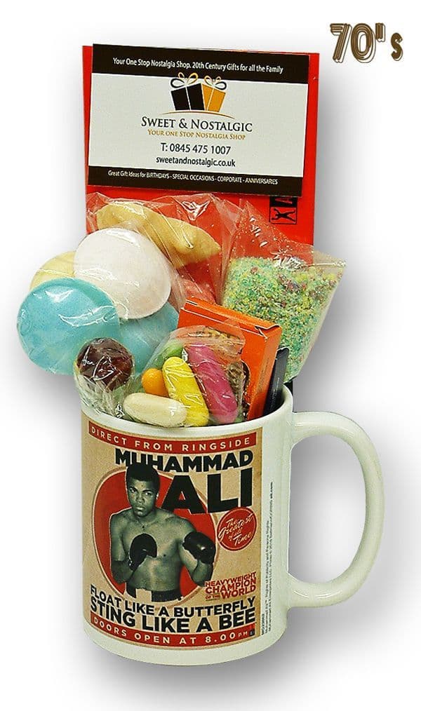 Muhammed Ali Mug with retro sweets | Unique Gift Ideas | Boxing Gifts