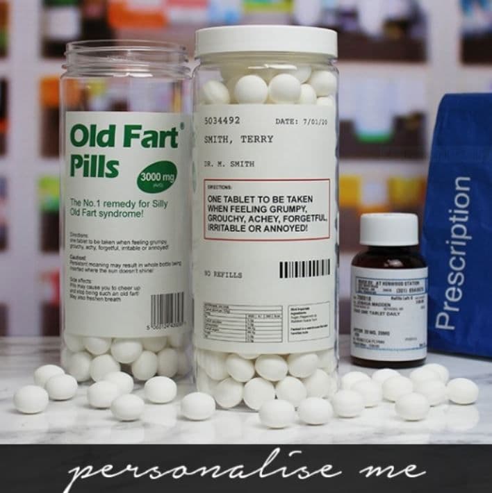 Personalised Old Fart Pills | Personalised Gifts for Him | Unique gifts