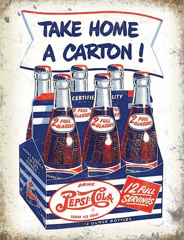 Pepsi Cola - Carton Home - Metal Wall Sign| Metal Wall Art | Pepsi ...