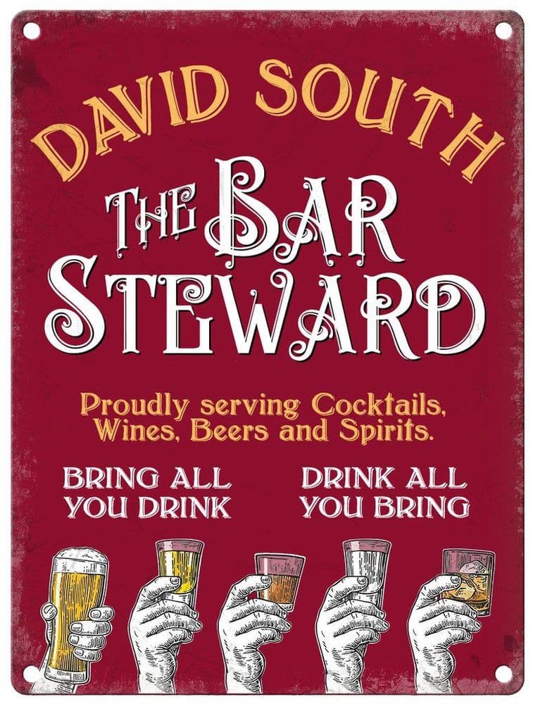Bar Steward Personalised Wall Sign | Personalised Gifts | Home Bar sign