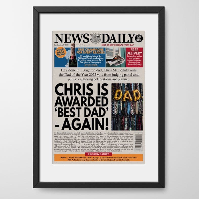 Personalised Father's Day Newspaper | Unique Gift Ideas | Gifts for Dad