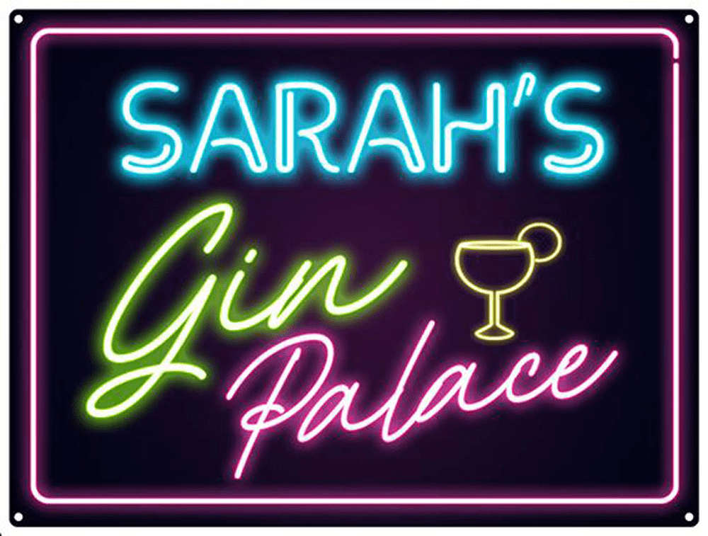 Neon Gin Palace Personalised Wall Sign | Personal Gifts | Home Bars