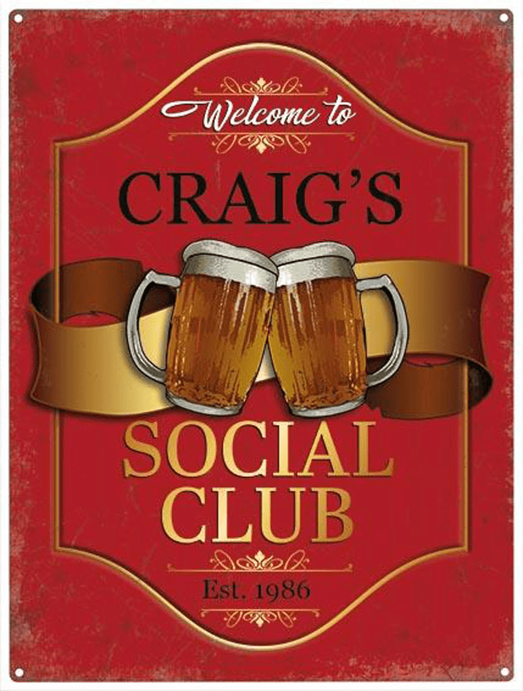 Social Club Personalised Wall Sign | Personalised gifts | Home Bar sign