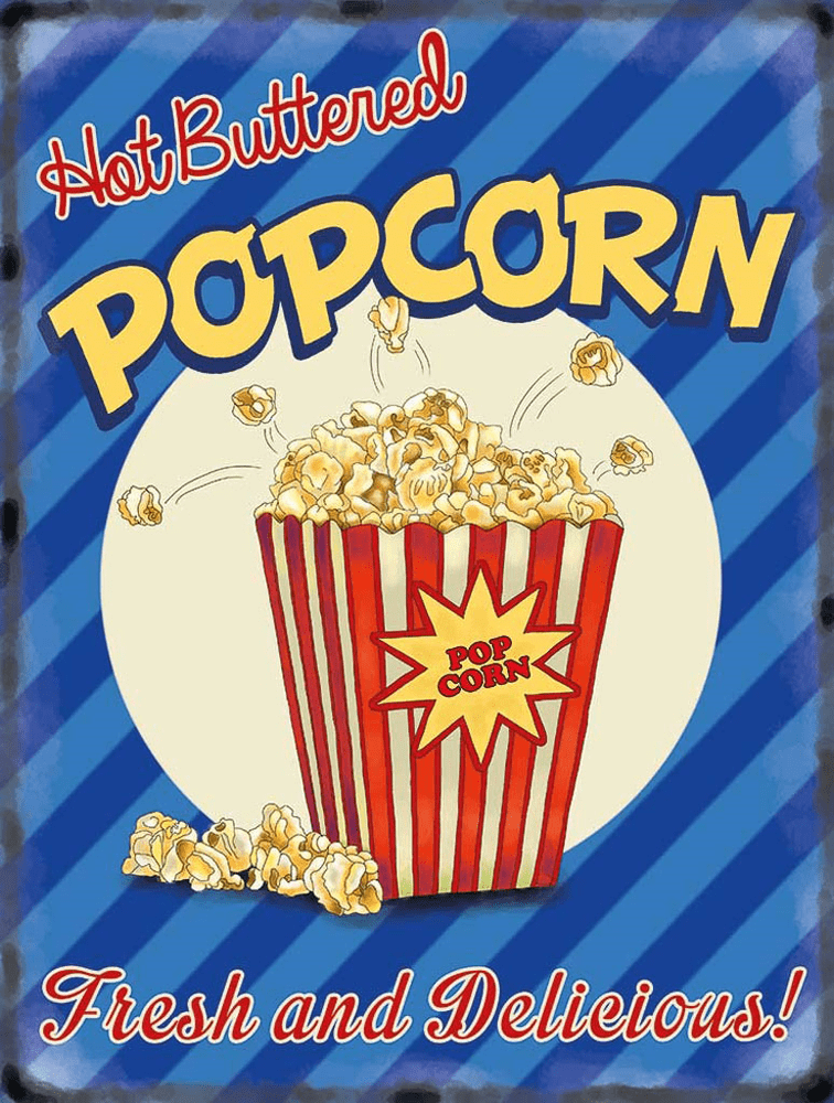 Popcorn Retro Diner Metal Wall Sign | Vintage advertising sign | Home ...