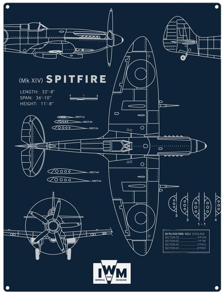Spitfire Technical Drawing Sign |World War II Propaganda | War Signs
