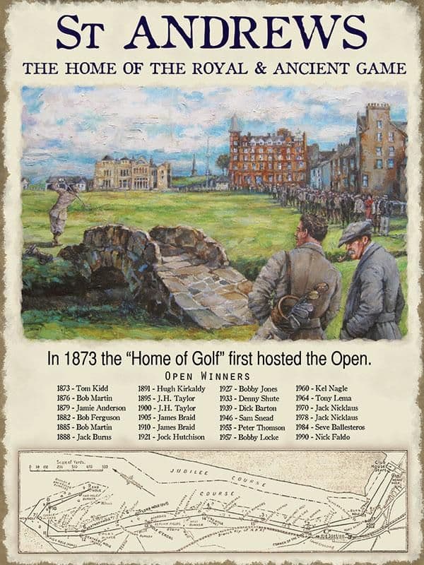 St. Andrews Portrait Metal Wall Sign | Golf Gift Ideas | Sporting ...