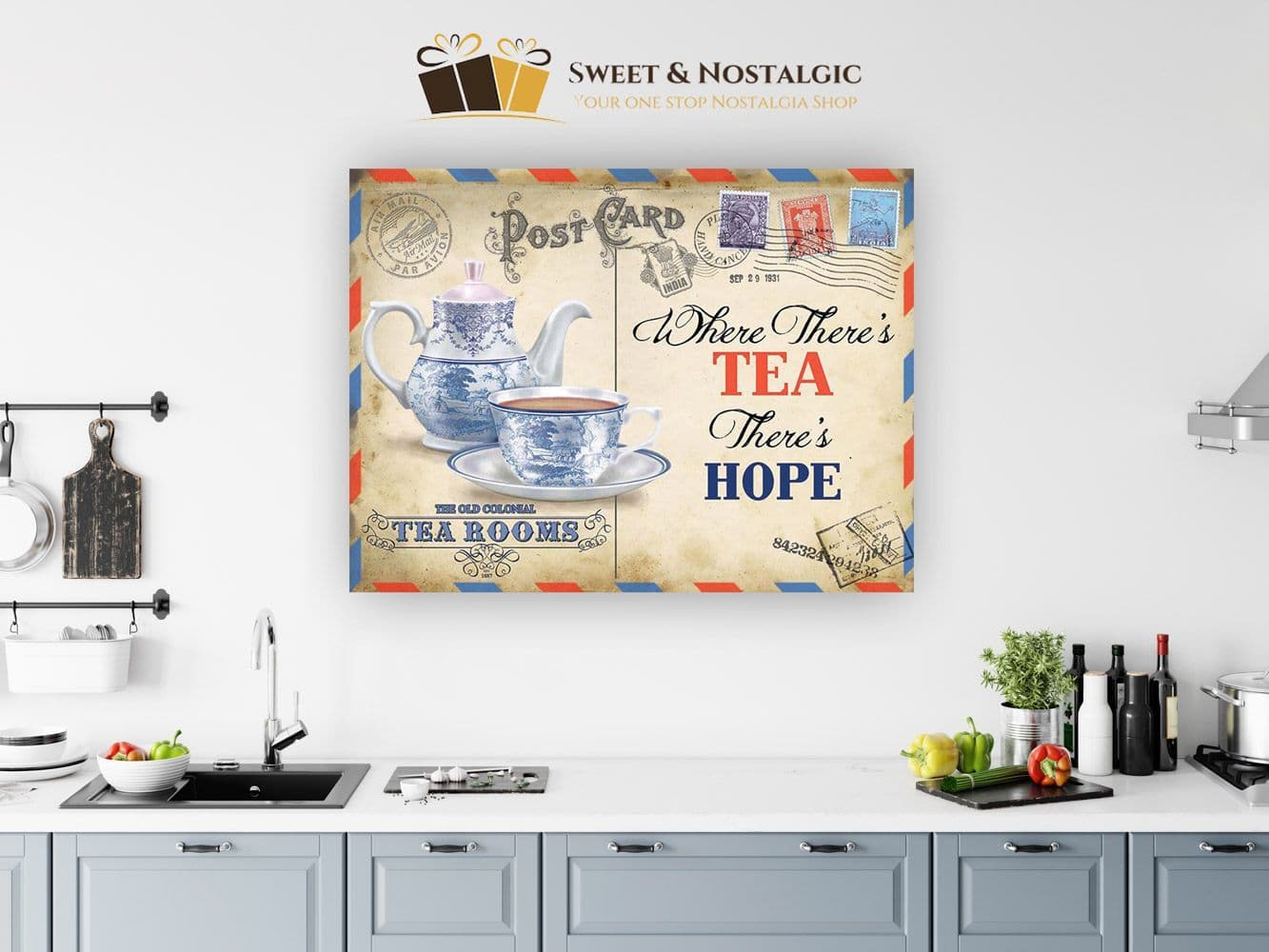 Tea Postcard Metal Wall Sign | Vintage Advertising Signs | Retro wall art