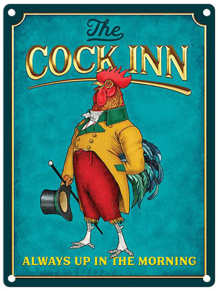 The Cock Inn Pub Sign Metal Wall Sign | Home Bar Signs | Vintage Pub Sign