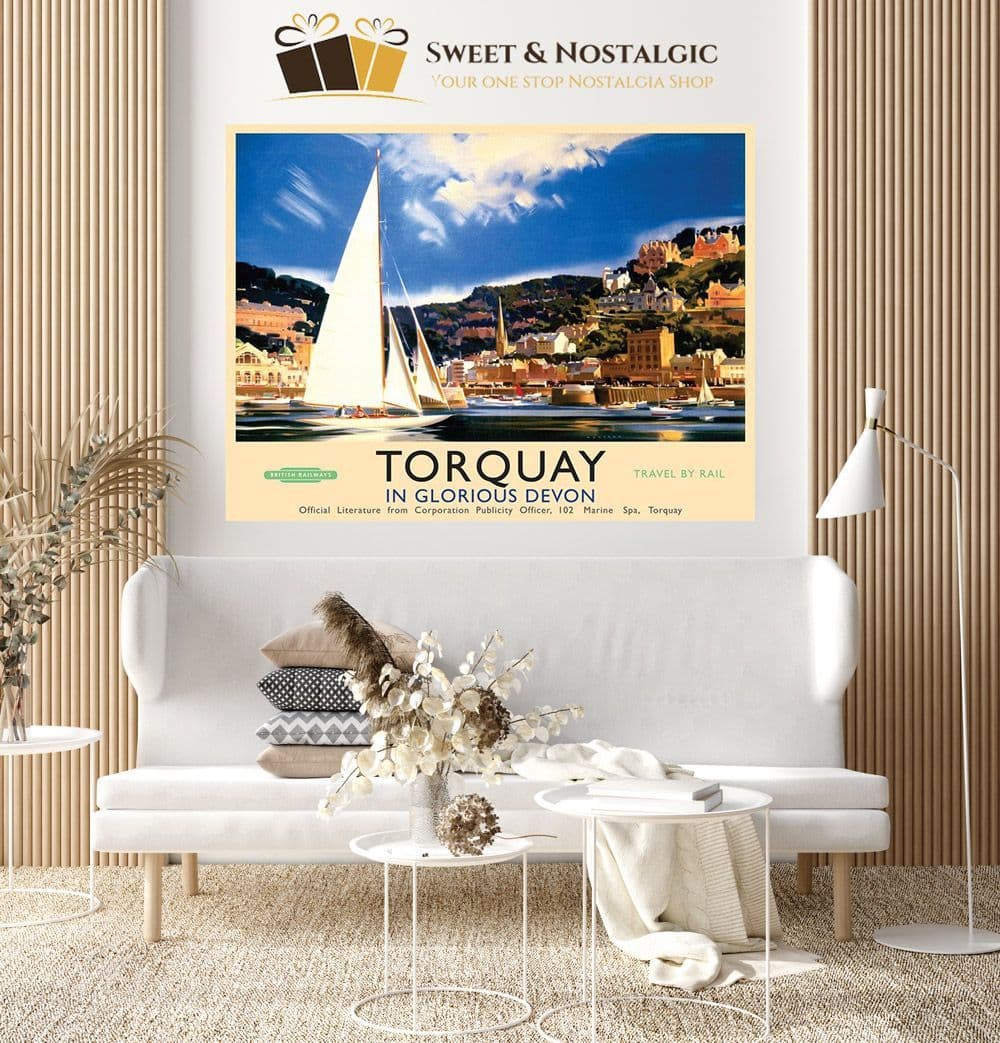 Torquay Railway Poster Metal Wall Sign | Torquay wall art | Vintage Sign
