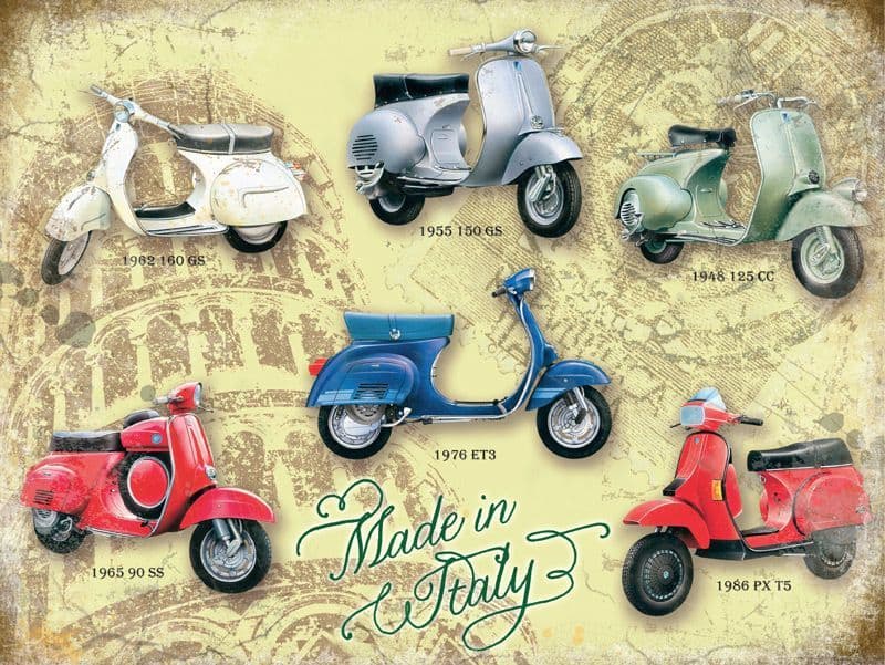 Vespa Scooter (Collage) Wall Sign | MOD gift ideas | Vespa Scooter Art