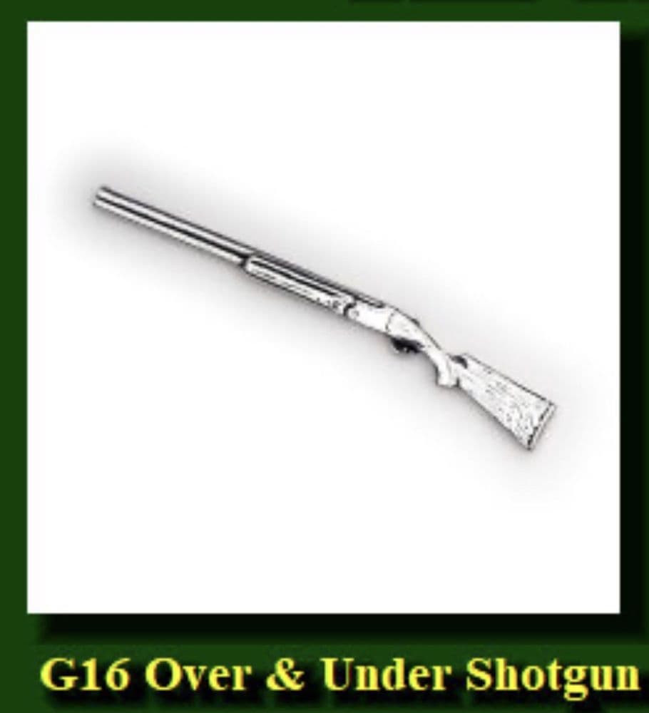 Over and under shotgun pewter pin badge