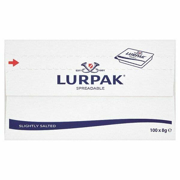 100 x 8g Individual Salted LURPAK SPREADABLE Butter Dishes Portions ...