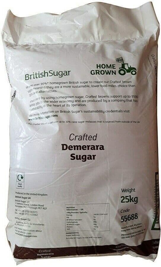 British Sugar 25kg Demerara Brown Sugar - Bulk Buy Catering Wholesale Sack