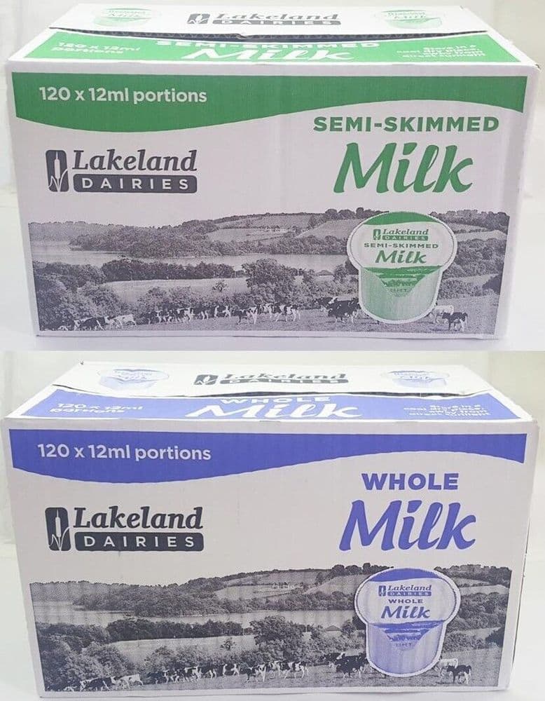 Lakeland Dairies UHT Single 12ml Milk Jigger Portion Pots Longlife Ambient