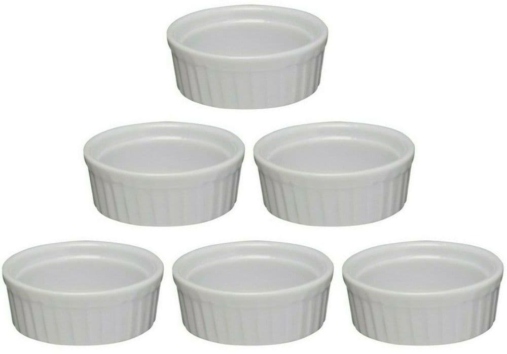 Set Of 6 White Small Mini White Ramekins Dishes 6 5cm x 2 5cm Apollo ...