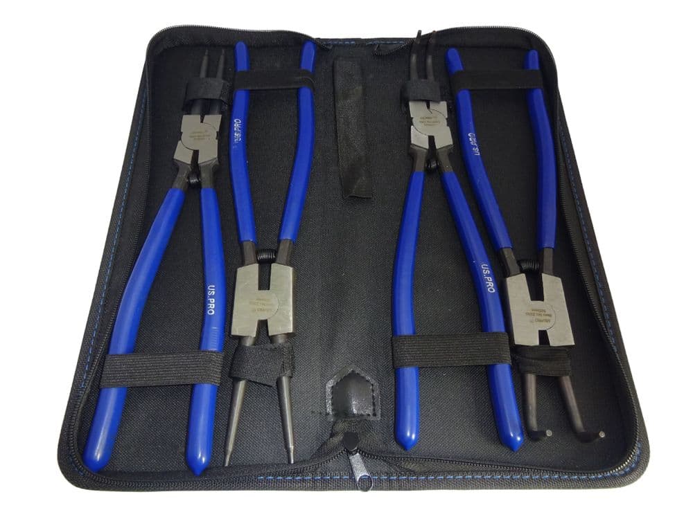 US PRO 13 INCH 4 PIECE CIRCLIP PLIER SET IN ZIP POUCH