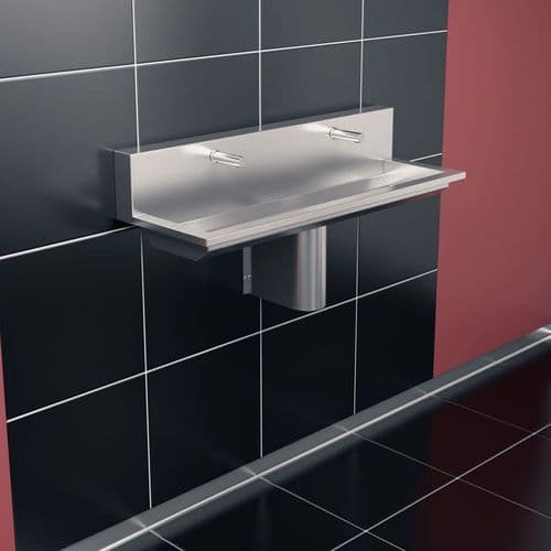 High-Back Stainless Steel Wash Troughs for Wall-Mounted Taps