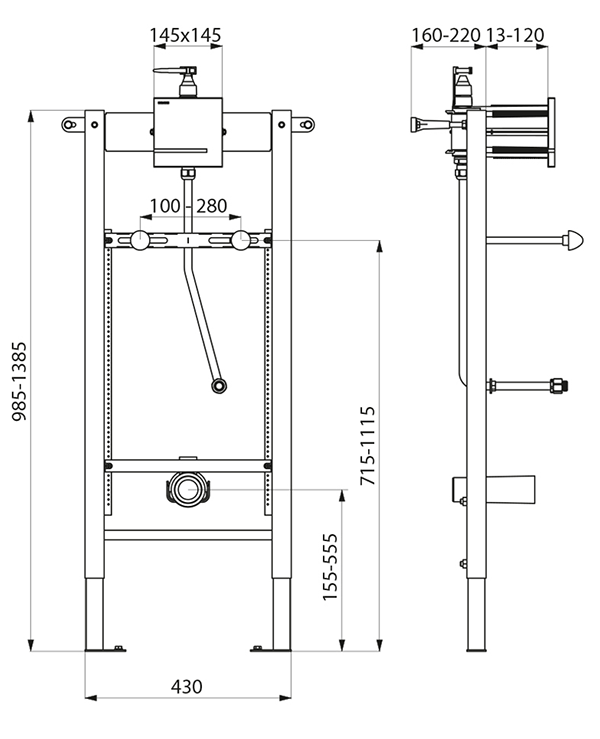 Delabie 543006 TEMPOFIX 3 Urinal Support Frame with TEMPOMATIC 4 ...