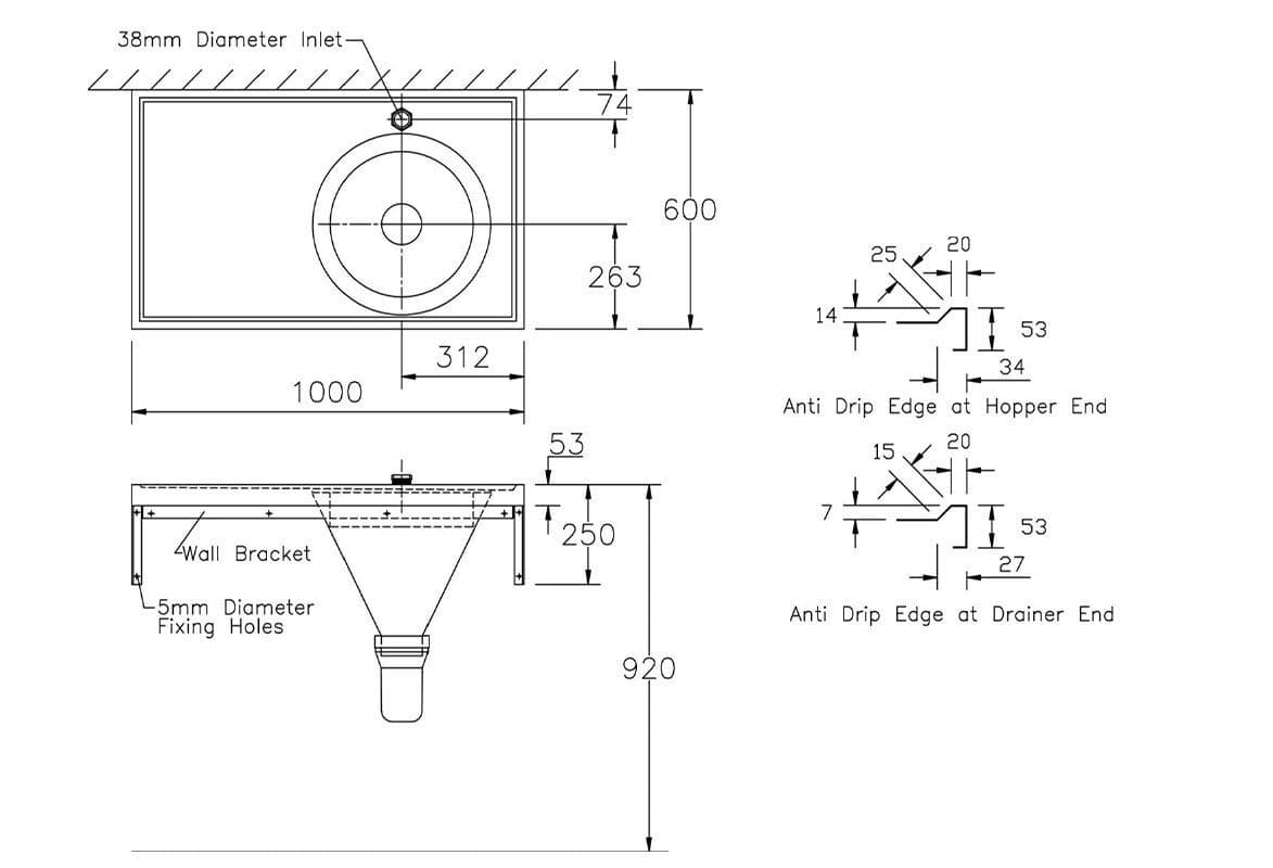 H&L Sluice Sink / Slop Hopper with Exposed Cistern & Panels - Left-Hand ...