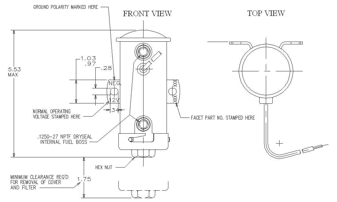 Facet Fuel Pump 4 0-2 75 - to 150bhp 477060 clamshell kit FEP60SV