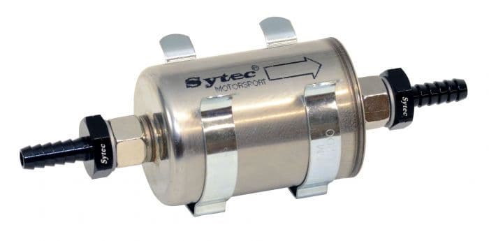 Sytec Competition Fuel Filter with Black 8mm tails in/Out with mounting ...