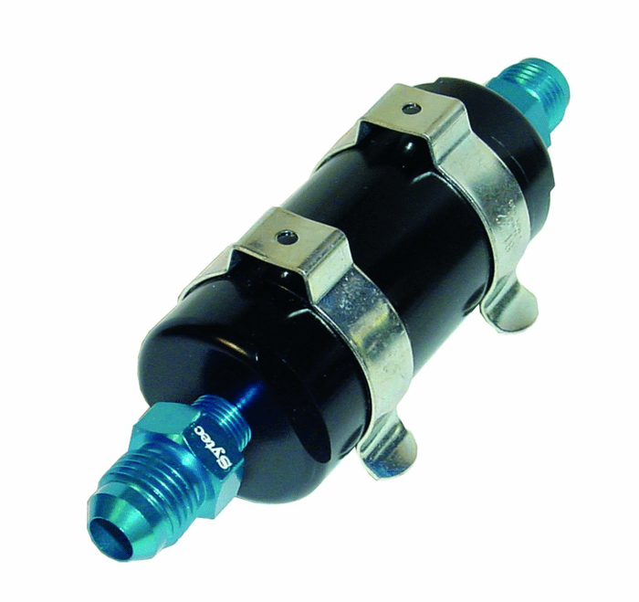 SYTEC SMALL BULLET FUEL FILTER WITH JIC6 UNIONS BLACK SBF004BK