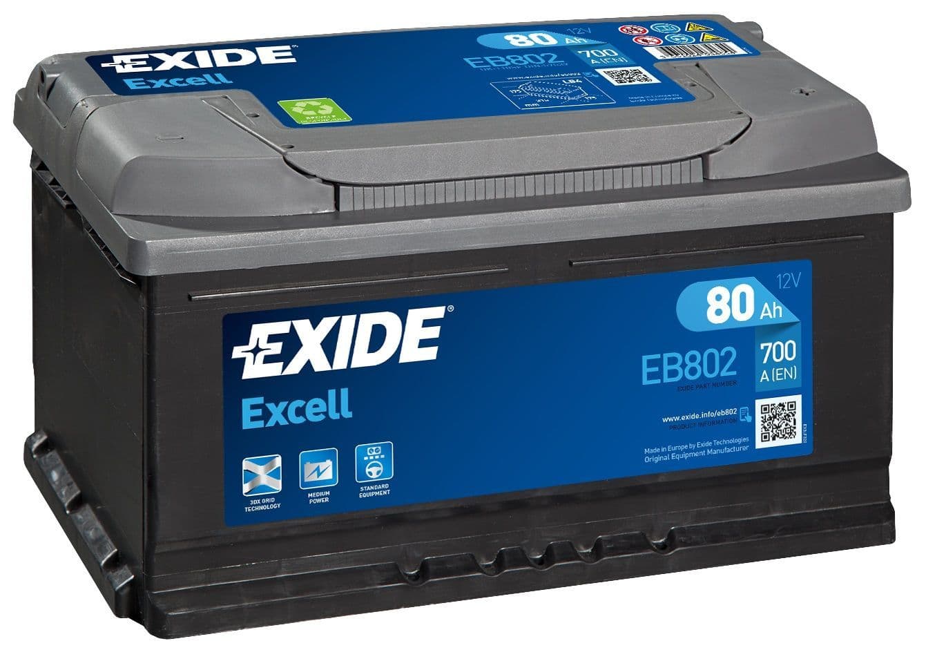 Exide Excell 110SE Car Battery EB802 From £66.66 EX VAT Buy Online from ...
